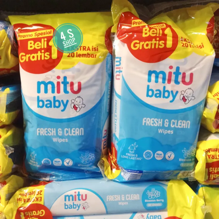 Mitu Tissue Basah buy 1 get 1 (2 pack) 50 sheets+50 sheets. Blue / pink ...
