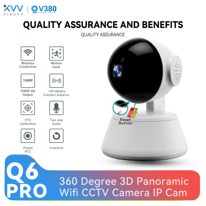 Xiaovv V380 Q6 Pro CCTV Camera Wifi Connect to Cellphone 1080P HD Night ...