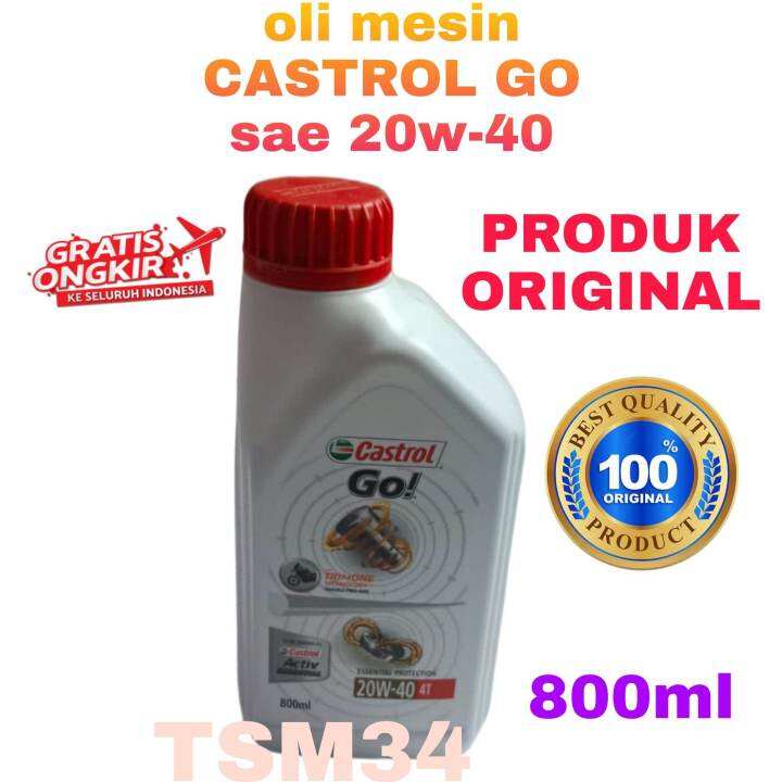 oli CASTROL GO 800 ml original / oli mesin motor CASTROL GO sae 20w-40 0,8L 4T ( jamin asli ...