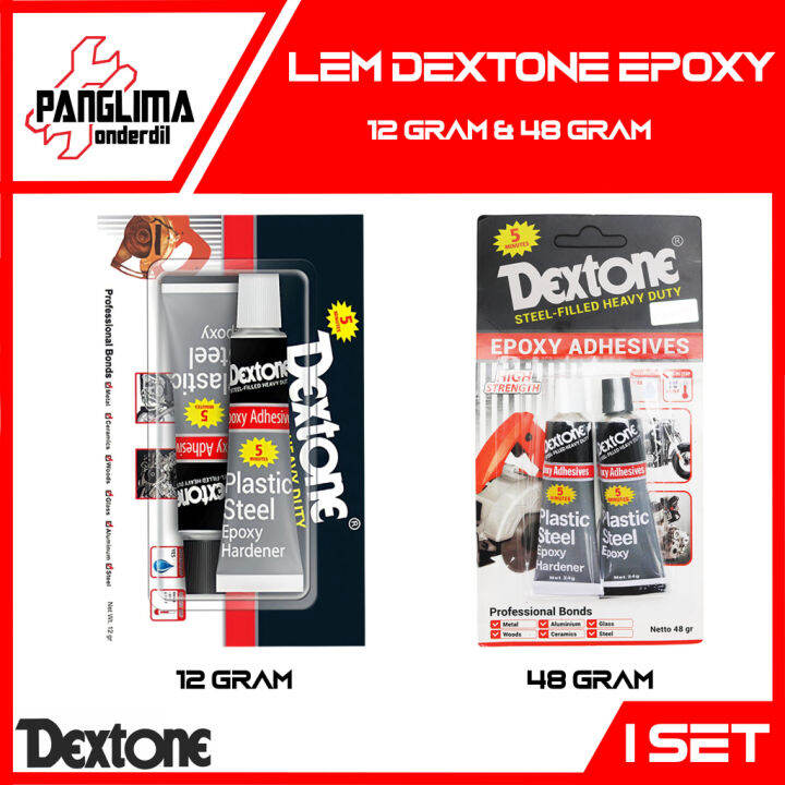Lem Dextone Epoxy Adhesive 5 Menit 12 48 Gram gr Besi Keramik Kayu Kaca ...