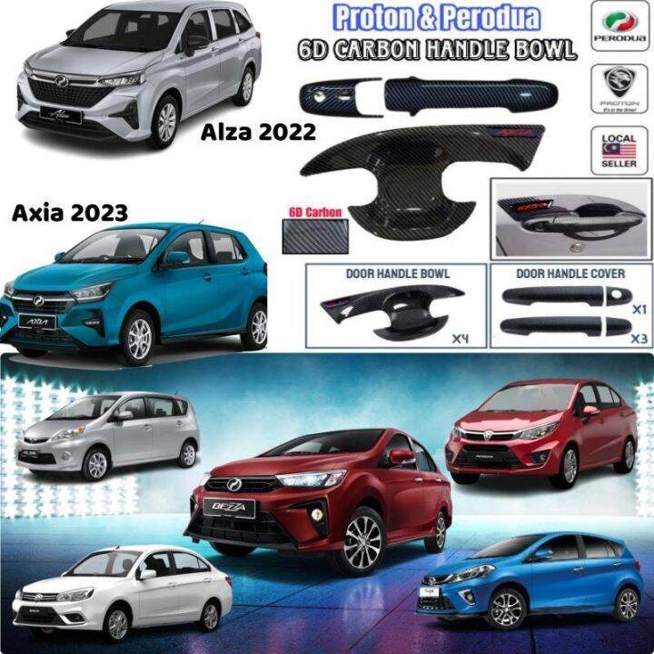 CARBON FIBRE CAR DOOR HANDLE COVER Axia Myvi Alza Bezza Saga VVT ...