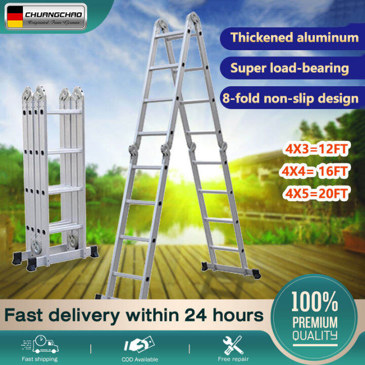 CHUANGCHAO Power Step Aluminum Multipurpose MP Ladder 12FT16FT 20FT ...