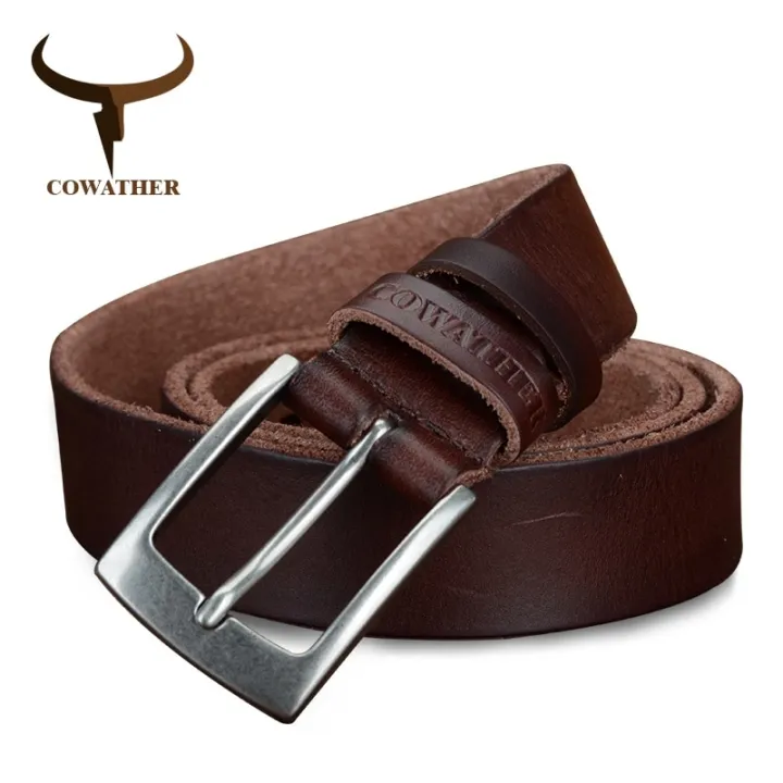 COWATHER Top Cow Genuine Leather Men Belts 2021 Newest Arrival Three Color Hot Design Jeans Belt ...