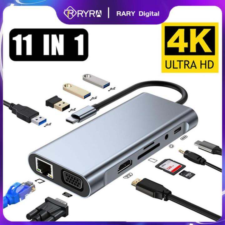 RYRA 11 In 1 USB C HUB Type C Splitter To HDMI 4K Thunderbolt 3 Docking ...