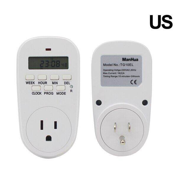 Manhua Electronic Digital Timer Switch Eu Us Uk Plug Timer Outlet 230v 50hz 24 Hour Cyclic