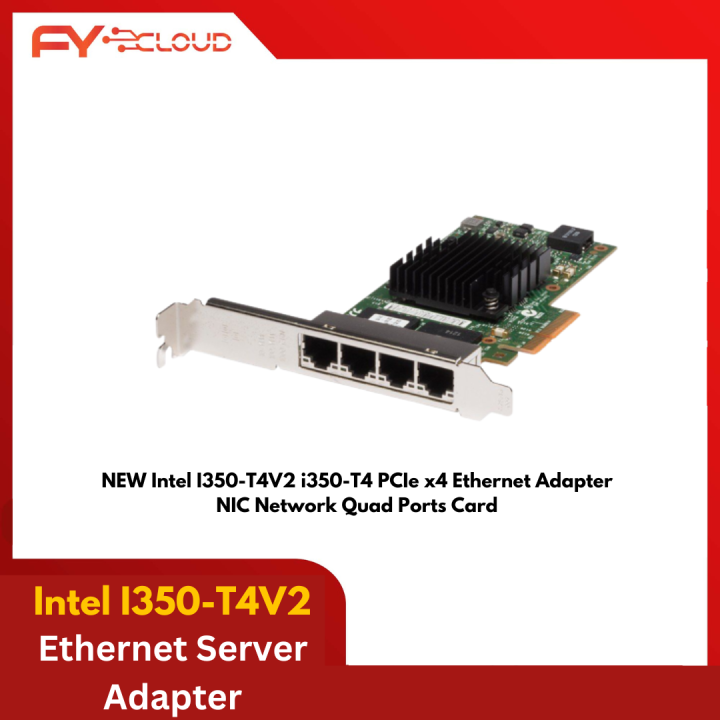 NEW Intel I350-T4V2 i350-T4 PCIe x4 Ethernet Adapter NIC Network Quad ...