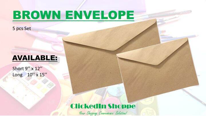 Brown Envelope Short 9'' x 12'' Long 10'' x 15'' Size School & Office ...