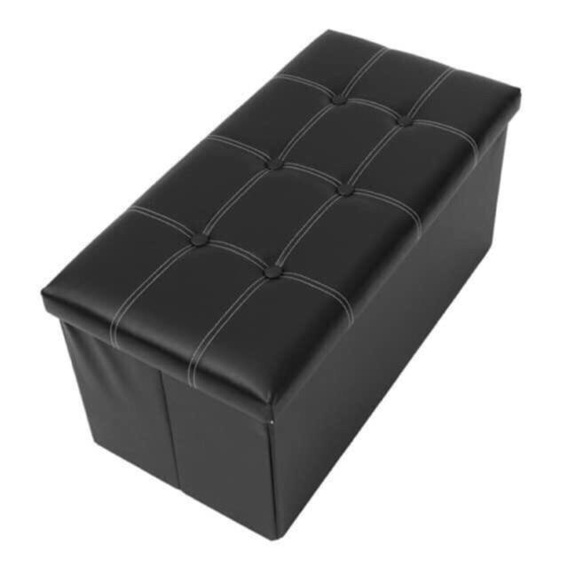 TBC High-Quality Black Rectangular Storage Stool Sit Adult Sofa Folding ...