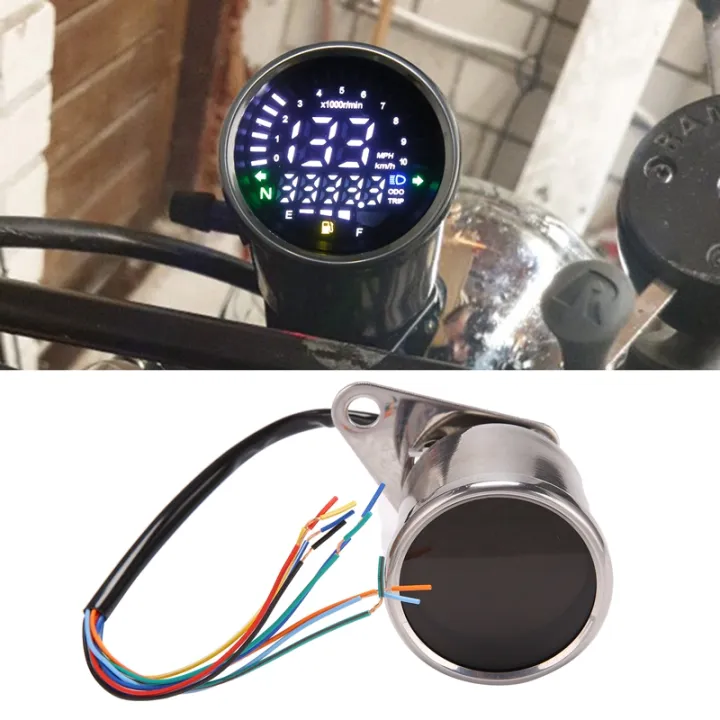 Universal Motorcycle Meter Speedometer Digital Odometer Round Speed ...