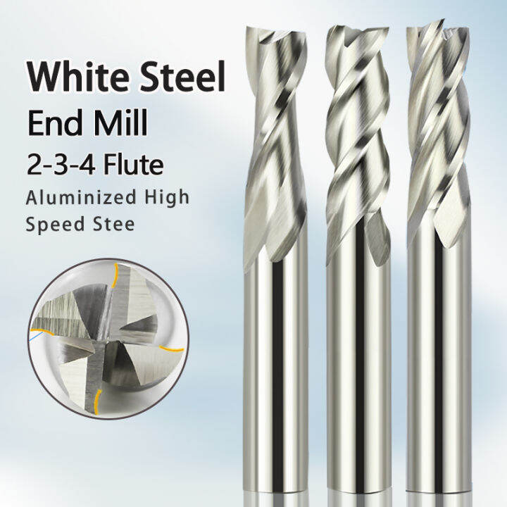 HSS 2/3/4 Flute White Steel Milling Cutter 4/6/8/10/12mm High Speed ... HSS 2/3/4 Flute White Steel Milling Cutter 4/6/8/10/12mm High Speed ...