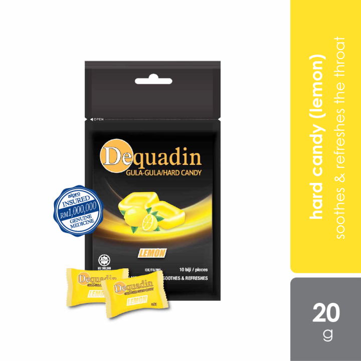 Alpro Pharmacy Dequadin Lemon Hard Candy 10s (zip) | for Sore Throat ...