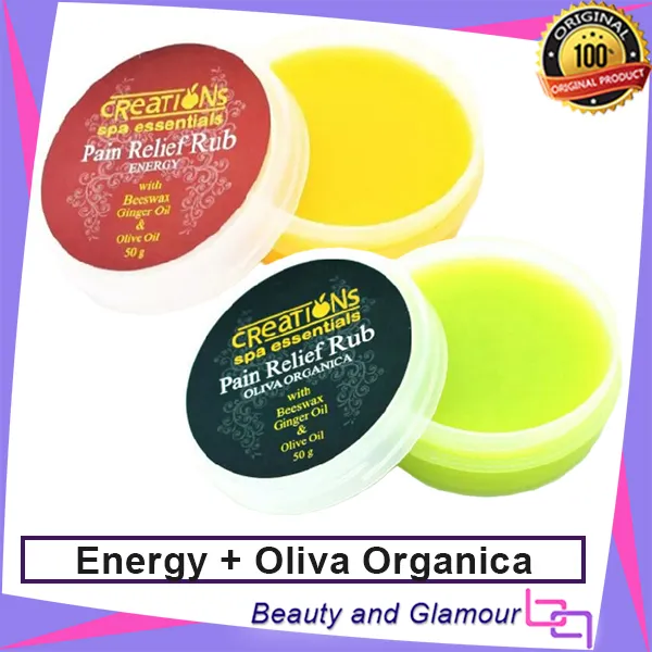 2 PIECES Creations Spa Essentials Pain Relief Rub 50g - ENERGY + OLIVA ...