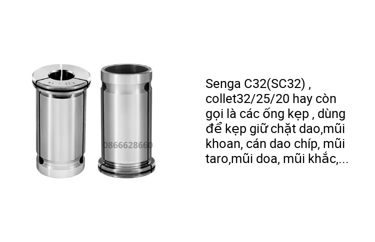 Senga C32, ống kẹp sc32, collet 32/25/20 , đầu kẹp cho máy phay cnc ...