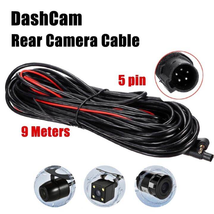 5 Pin 9m DashCam Rear Camera Cable Long Line Car Recorder Len Extension ...
