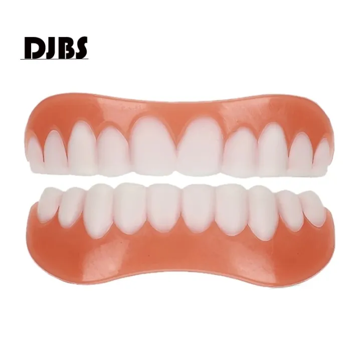 Upper/Lower False Teeth Silicone Perfect Laugh Veneers Dentures Paste ...