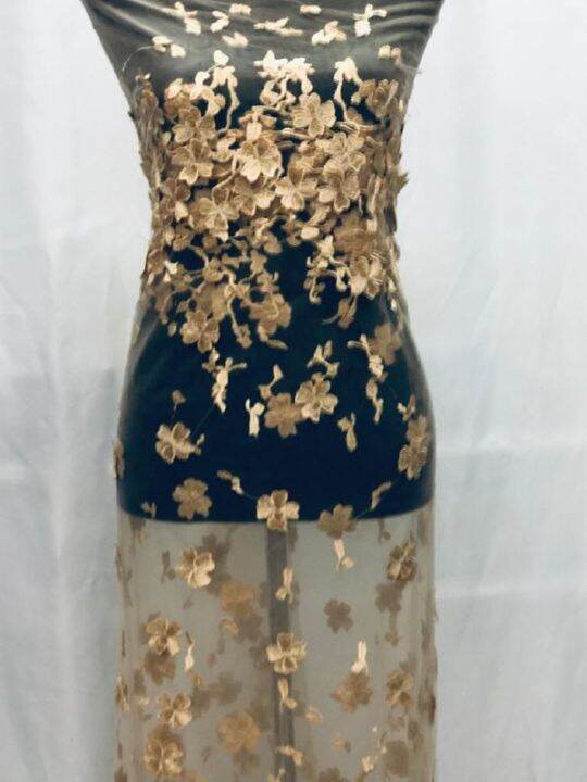 PREMIUM LACE FABRIC WITH 3D FLOWERS / KAIN LACE BUNGA 3D / BAJU ...