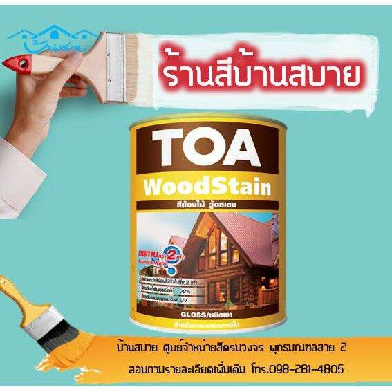 พร้อมส่ง โปรโมชั่น Toa สีย้อมไม้ วู้ดสเตน ชนิดเงา 1 4แกลลอน สีทาผนัง