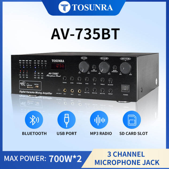 TOSUNRA AV-735BT High Power Videoke Amplifier 700W *2 | Lazada PH