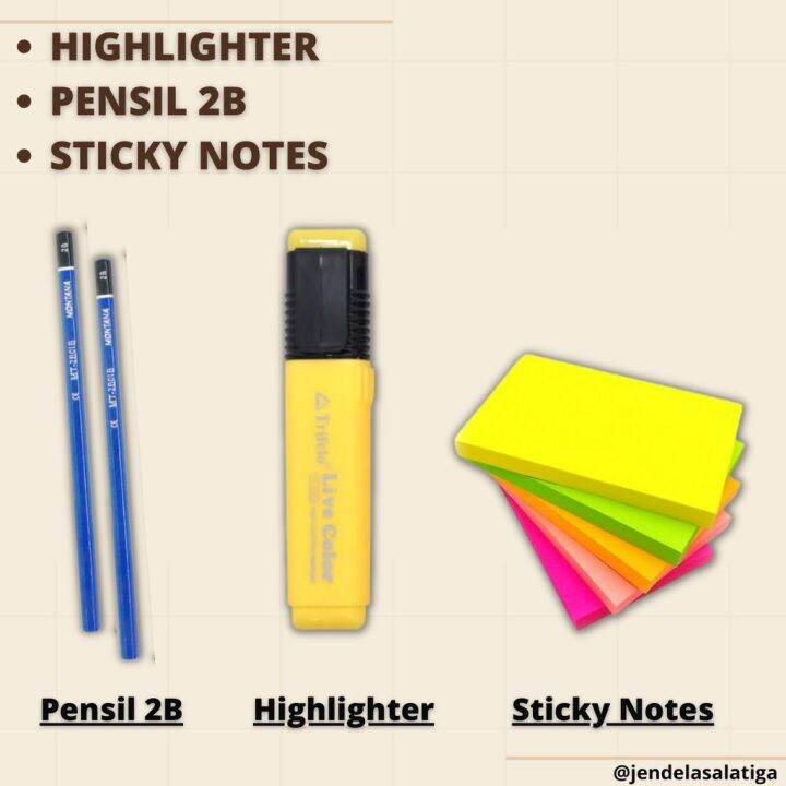 Hadiah Pensil 2B Highlighter Sticky Notes | Lazada Indonesia
