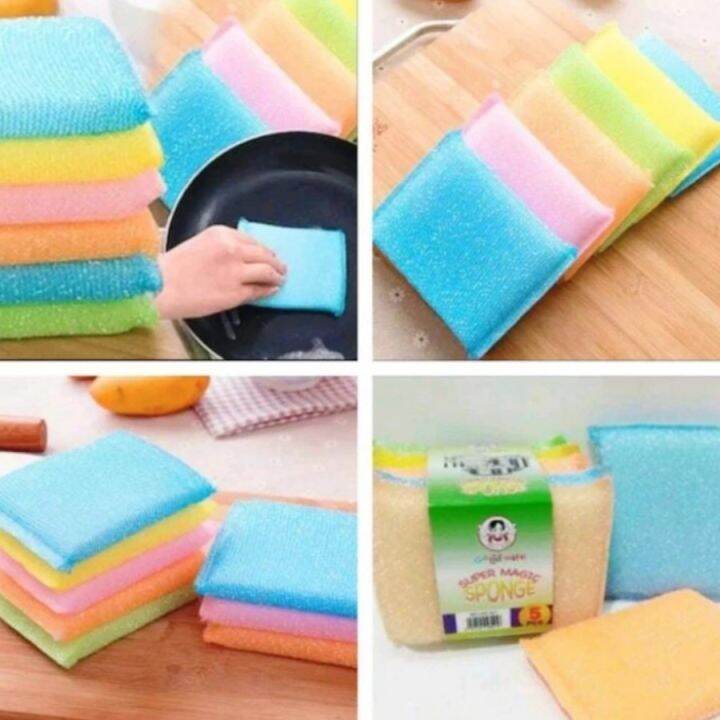 spons cuci piring dapur spon bantal super magic sponge tapas | Lazada ...
