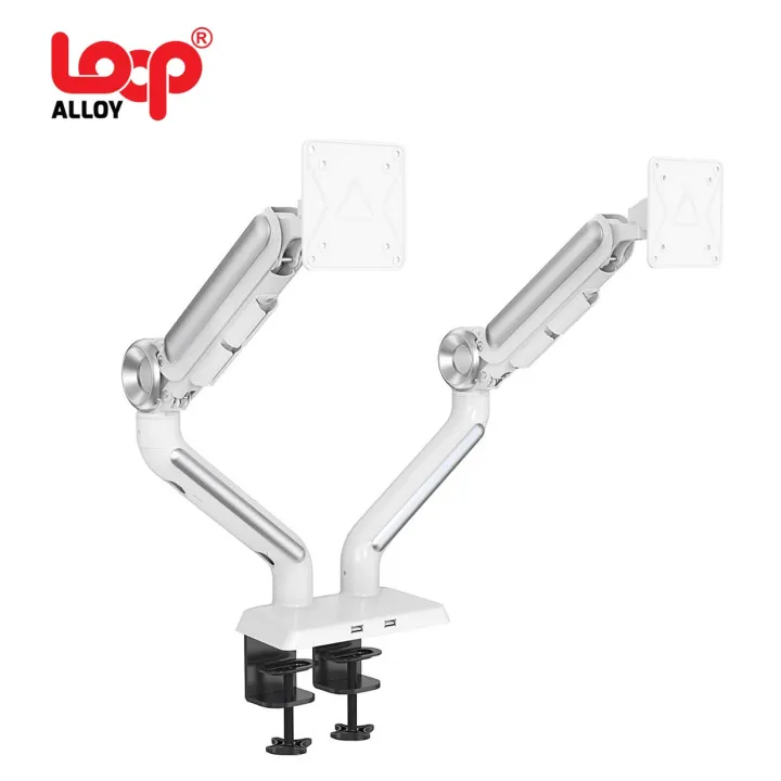 Loop Alloy Dual Gas Spring Monitor Mount with Clamp and Grommet for 18 to 35 Inches Monitor with ...