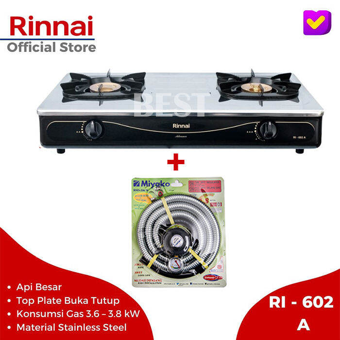 Kompor Gas Rinnai RI 602a Kompor Api Lilin Kompor Stainless Steel ...