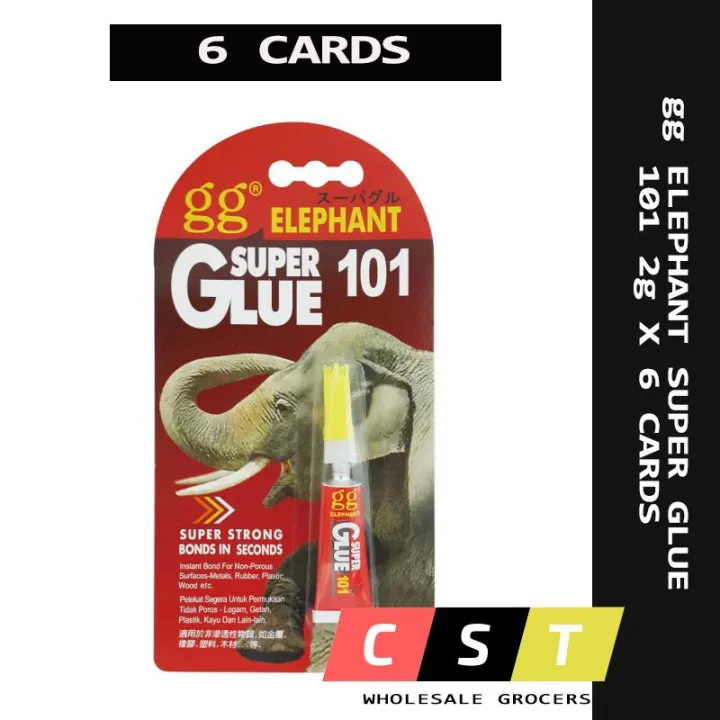 gg ELEPHANT Super Glue 101 (Gam Gajah) 2g X 6 CARDS | Lazada