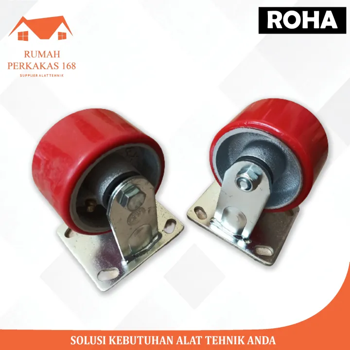 Roda Caster Troli / Trolly PU Merah 4 Inch Taiwan Heavy Duty MATI ...