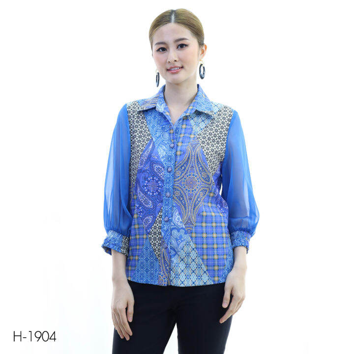 MIKIKO Shirt MI-H1904 โคโม่จินจีร่า แขนยาว IGPU22-12 | Lazada.co.th