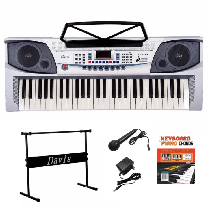 Keyboard 54 keys Davis D-203 w/Songbook, Adaptor, Chord stand and Mic | Lazada PH