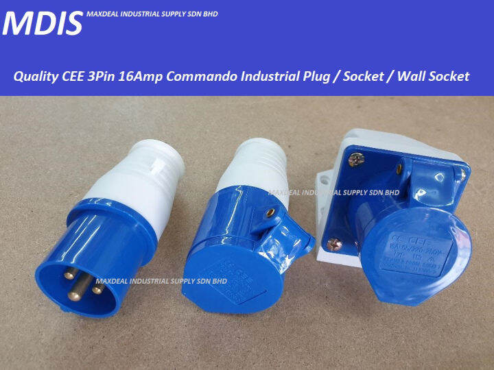 Quality CEE 3Pin 16Amp Commando Industrial Plug Sockets And Wall Type ...