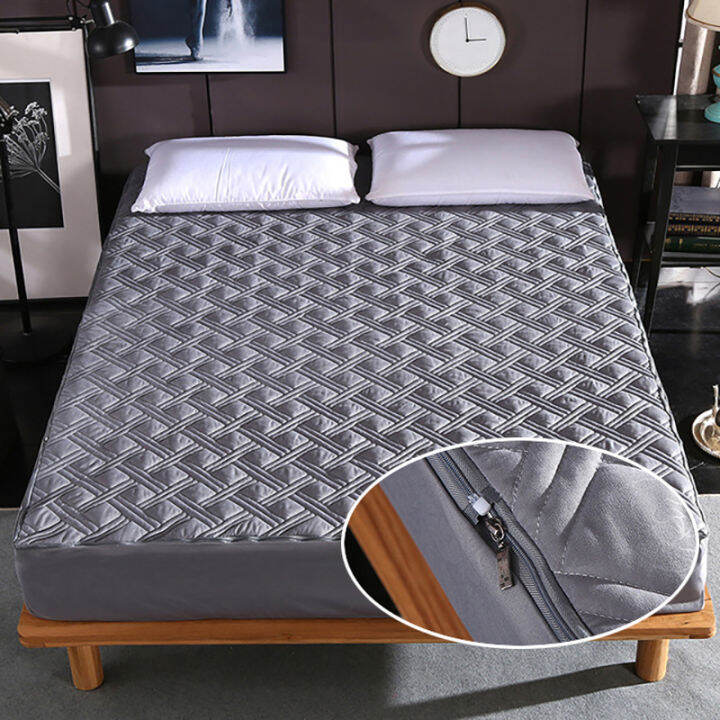 8 Colors Bed Mattress Cover With Zipper Quilted All Inclusive Soft