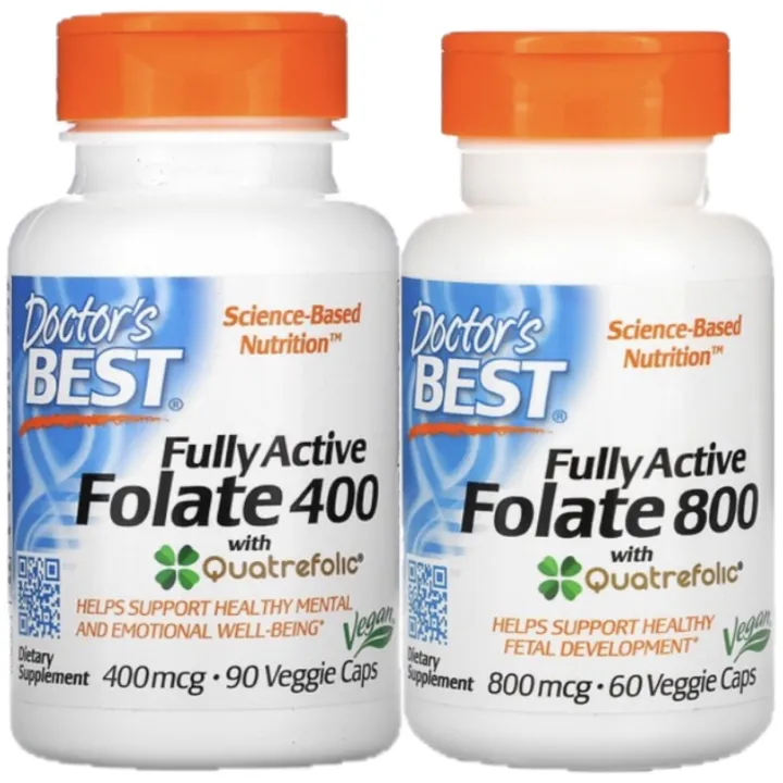 Doctor's Best, Fully Active Folate 400/800 with Quatrefolic, 400 mcg ...