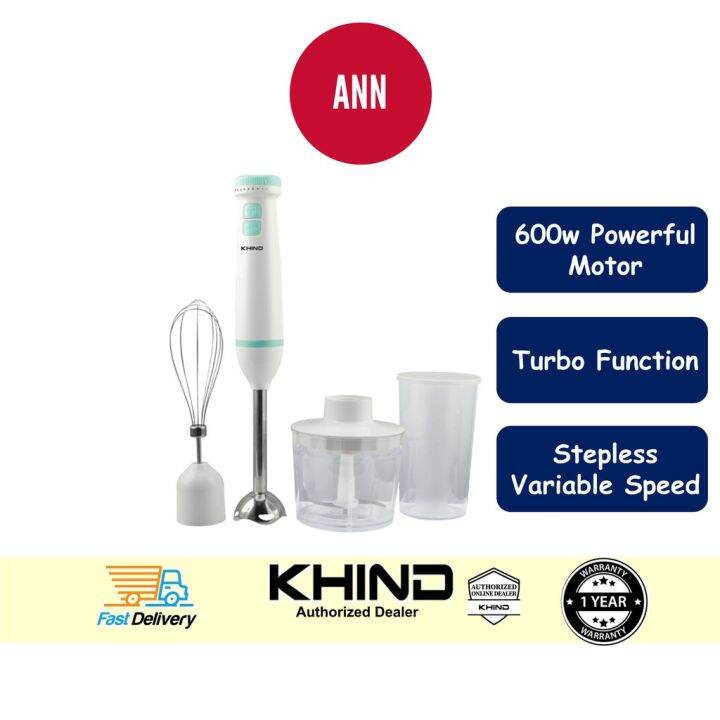 Khind BH600M 600w 3 In 1 Hand Blender (With Chopper, Blender, Whisk ...