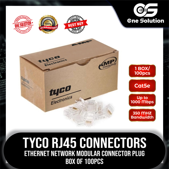 Tyco RJ45 Connectors Cat5e Up to 1000Mbps 350 MHz Bandwidth Ethernet ...
