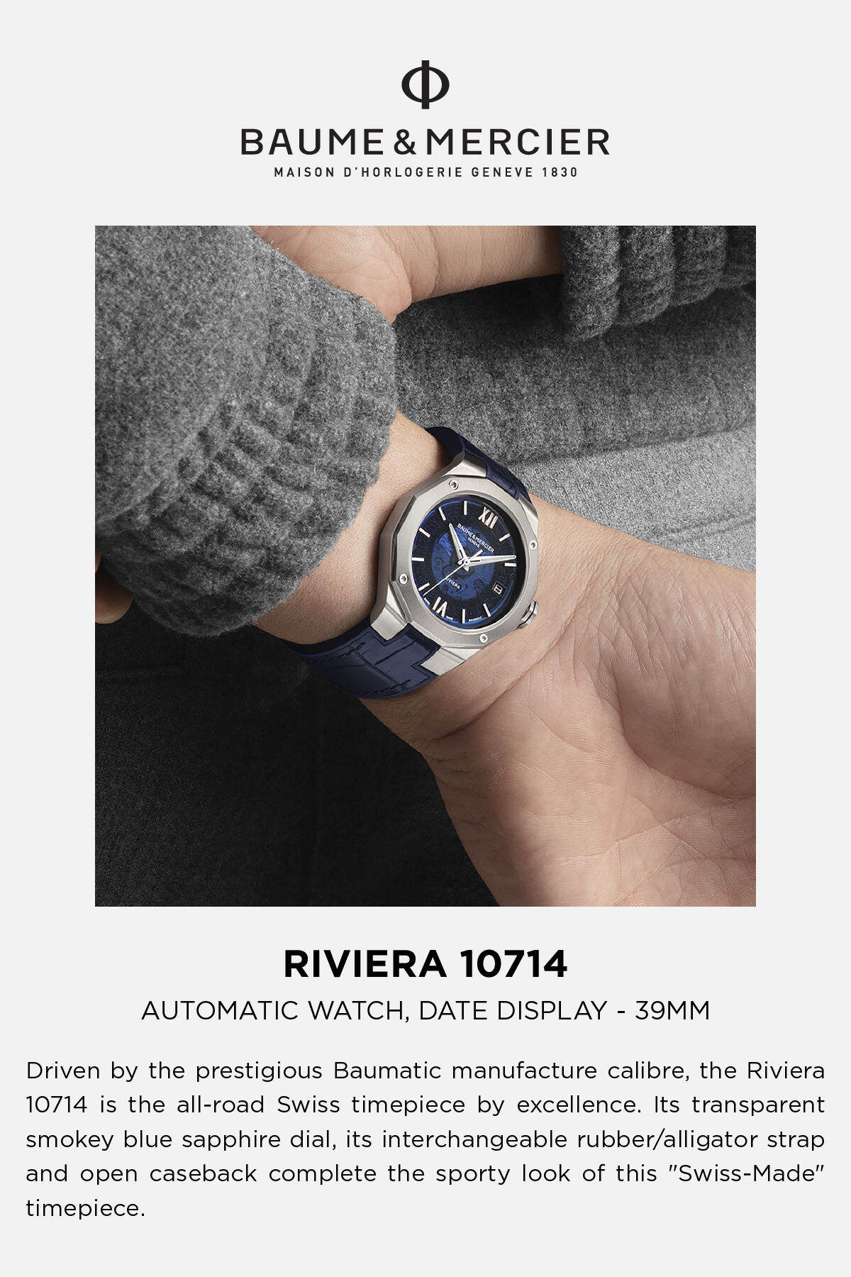 BAUME & MERCIER RIVIERA 10714, AUTOMATIC WATCH, DATE DISPLAY - 39MM ...