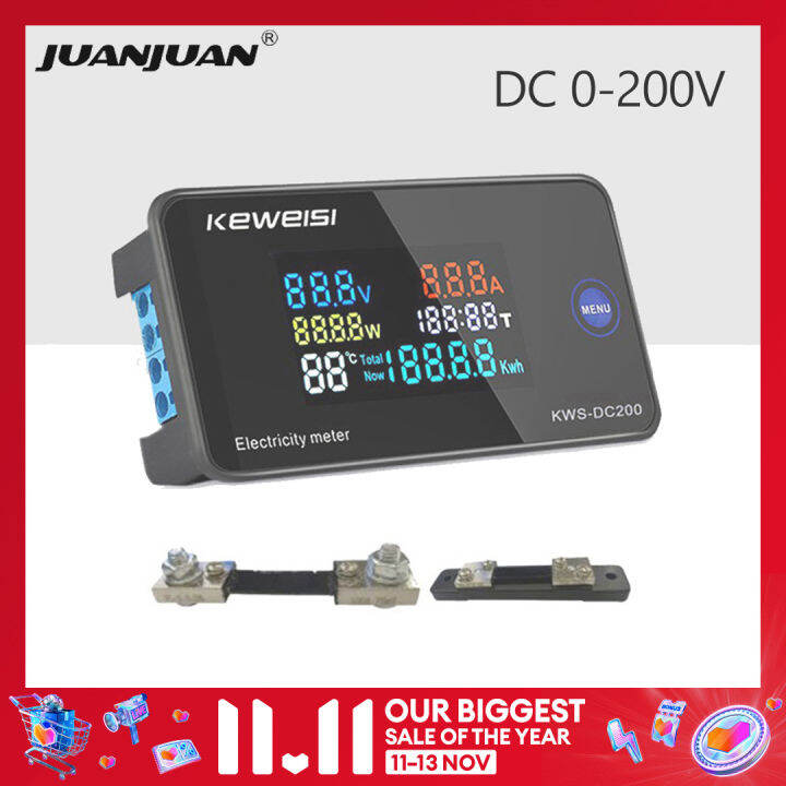 DC 0-200V Voltmeter Ammeter KWS Power Energy Meter LED Digital DC Wattmeter Electric Meter with ...