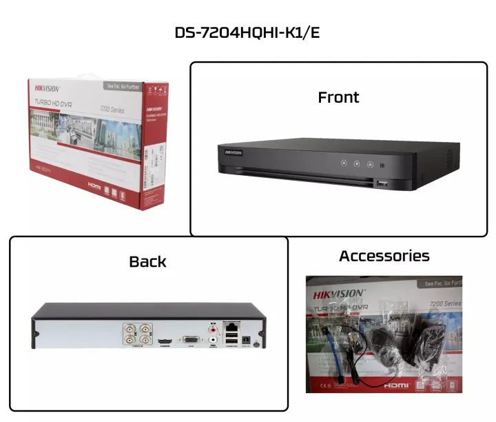 Hikvision Brand (4) Channel DVR Model:DS-7204HQHI-K1/E 4ch 1080p 1U H ...