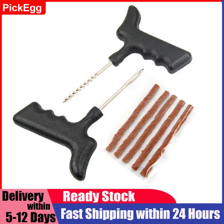 PickEgg Motorcycle Car Tubeless Tyre Puncture Repair Plug Kit with 5 ...