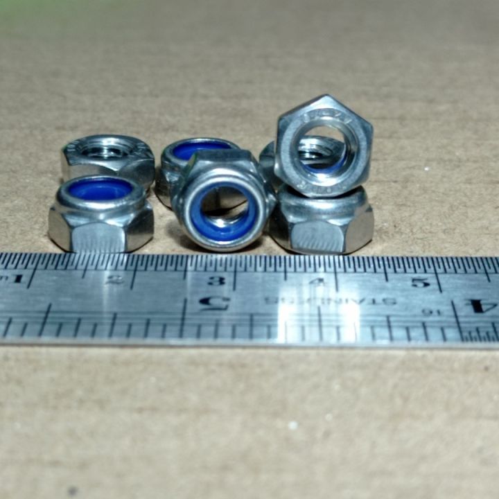 MUR NYLON M8 PUTIH LOCK NUT KUNCI 13 LOCKNUT PITCH DRAT 1.25 GALVANIZ ...