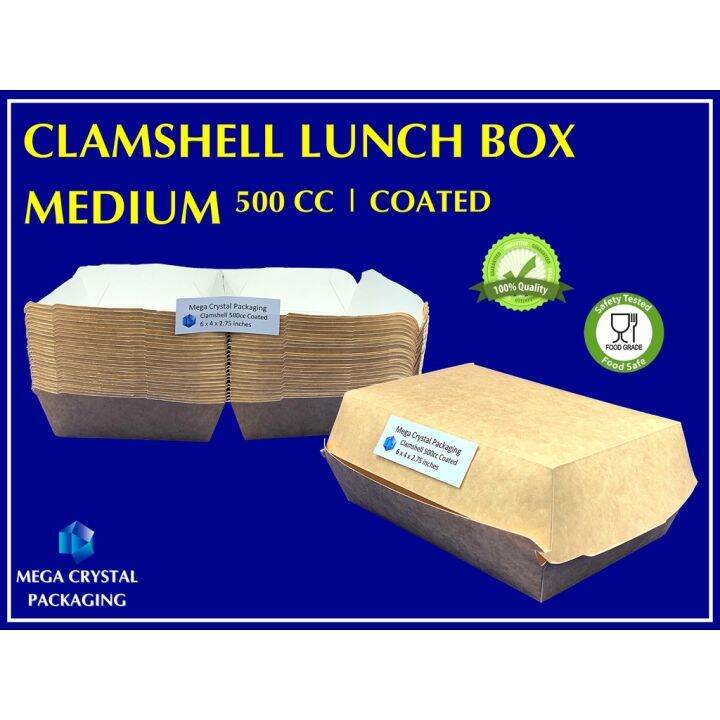 Trigem Meal Box Clamshell 500cc Lunch Box Medium Coated Meal