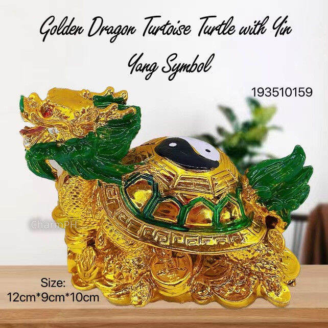 Fengshui Golden Dragon Turtoise Turtle Dragon Tortoise with Yin Yang ...