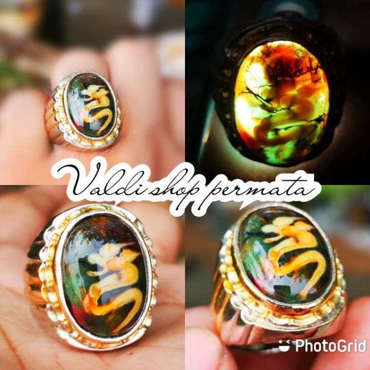 Natural Batu Akik Pancawarna Garut Motif Naga Kristal | Lazada Indonesia