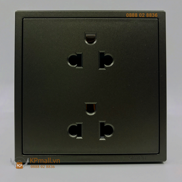 [Chính hãng] Bộ ổ cắm đôi tiêu chuẩn Âu Mỹ 16A chuẩn vuông màu Grey ...