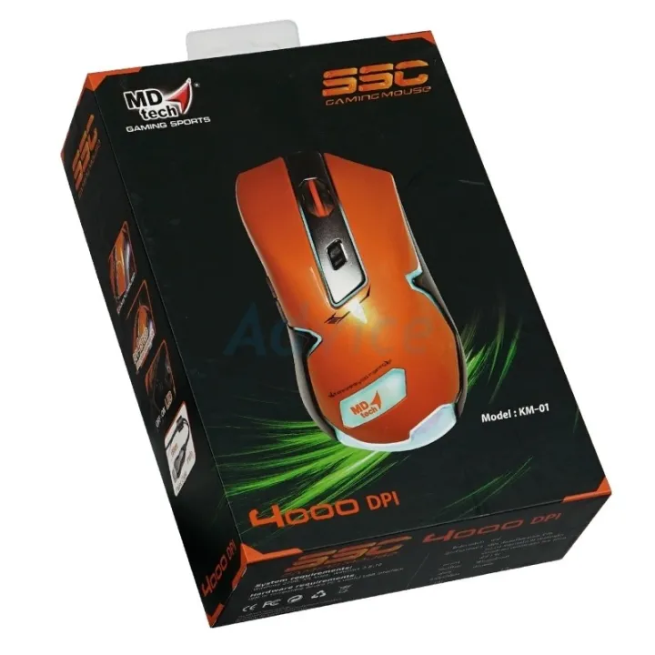 MD Tech Gaming Mouse KM-01 USB 4000DPI (Orange) | Lazada.co.th