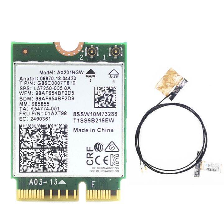 AX201 AX201NGW WiFi Card with 2XAntenna M.2 CNVio2 2.4 Ghz/5Ghz WiFi 6 ...