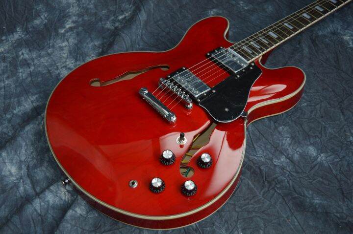ES 335รุ่นกึ่งกีตาร์ไฟฟ้ากลวงแจ๊สรุ่นสีแดงใสคุณภาพสูงกีตาร์จัดส่งฟรี ...