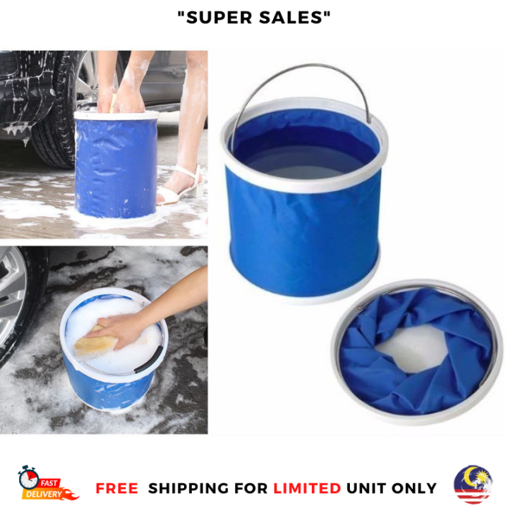 11L Foldable Water Bucket Car Wash Water Pail Fishing Camping Bucket ...
