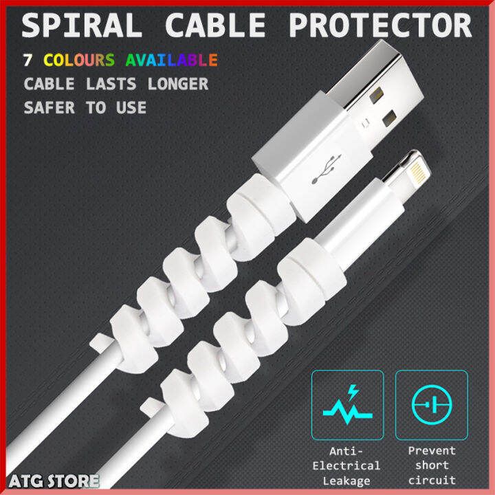 Silicone Cable Protector Charger Magsafe Earphone USB Cable Spiral Wire ...