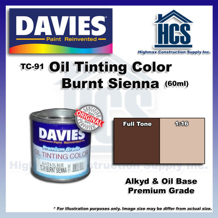 Davies TC-91 Oil Tinting Color Burnt Sienna (60ml) | Lazada PH